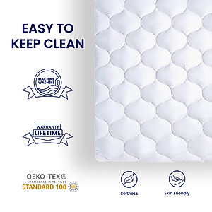 SLEEP ZONE Quilted Fitted Twin Mattress Pad Cover - Soft Fluffy Pillow Top Bed Mattress Topper Deep Pocket 8-21 inch, Twin