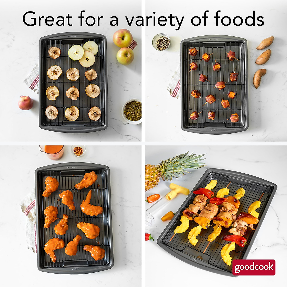 GoodCook 15" x 10.5" Premium Nonstick Carbon Steel Crispy Bacon Multipurpose Baking Pan Set