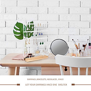 Mocolo Earring Holder Stand, Earring Organizer Display Holder Stand for Hanging Earrings(88 Holes & 4 Layers) (White)