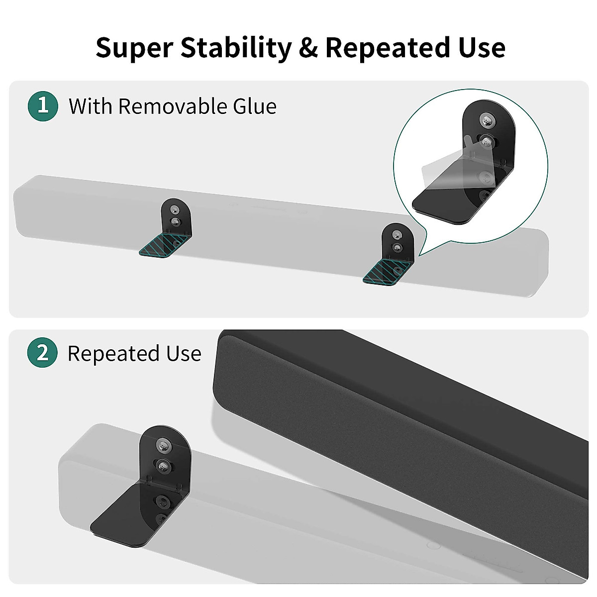 HomeMount Universal Soundbar Wall Mount - Adjustable Sound bar Mounts Mounting Shelf Stand Bracket for Fire TV/Samsung/TCL Channel Home Theater/LG/Vizio/Polk Audio/Klipsch/Insignia/JBL/Sony Sound Bars