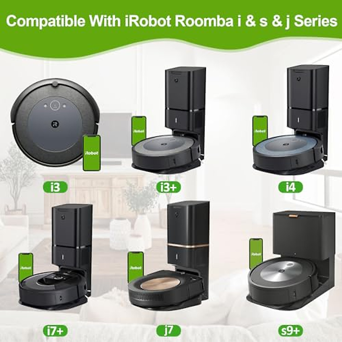 12 Pack Replacement Roomba Vacuum Bags, Compatible with iRobot Roomba i7, i7+, i3, i3+, j7, j7+, i8, i8+, i4, i4+, i6, i6+, i7Plus, s9, s9+, i & s & j Series Automatic Disposal Dust Bags