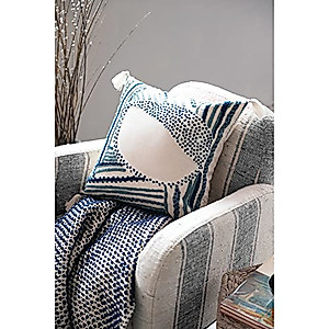 Creative Co-Op Cotton Embroidered Tassels Pillow, 18" L x 18" W x 2" H, Multicolor