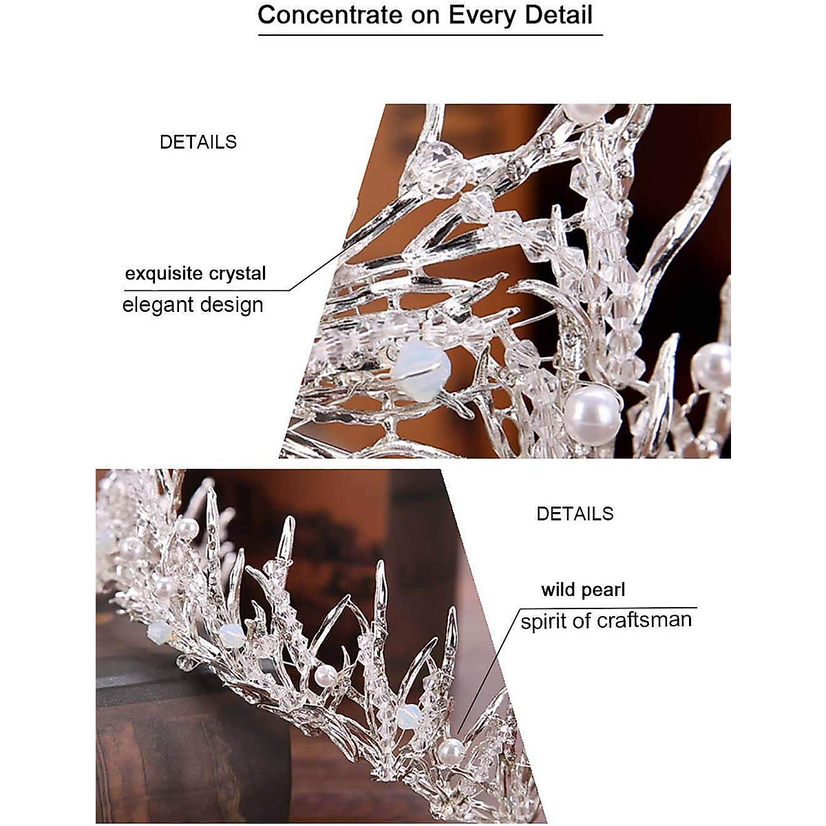 Icicles Crown Princess Tiaras,Crystal Bride Wedding Hair Head Band Ballerinas Nutcracker show for Cosplay