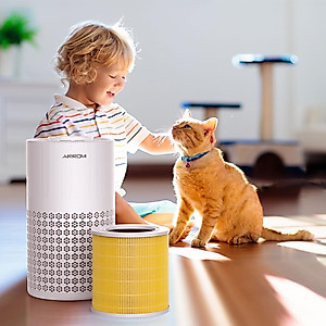 AIRROMI A2001 HEPA Air Purifier Replacement Filter: Original 3-in-1 Filter, Removes 99.97% of 0.3 Micron Particles, Yellow Activated Carbon Filter - Pets & Allergen Specific 1 Pack