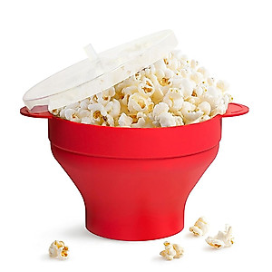 Popcorn Collapsible Bowl, microwave popcorn popper, Silicone Popcorn Popper Machine, Foldable Popcorn Maker, micrropop with ergonomic Design for Dorm Small Kitchen Officce