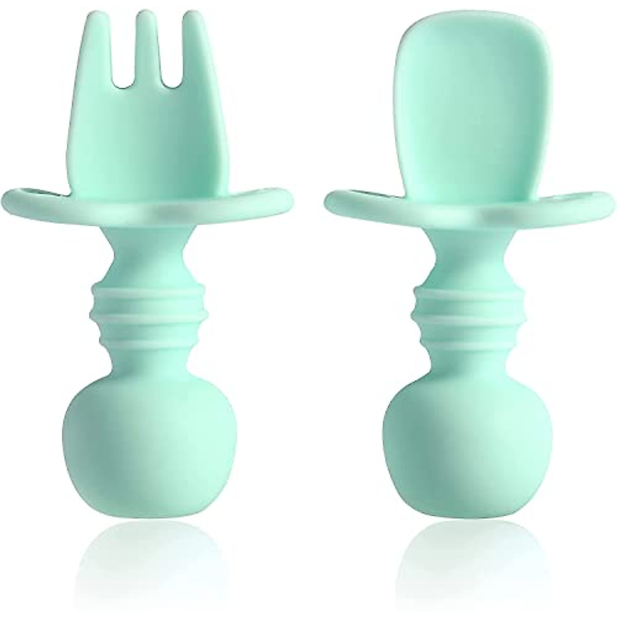 Mia Li Toddler Utensils Set - First Training Self Feed Silicone Baby Utensils - Bpa Free Anti-Choke Baby Spoon and Toddler Fork Utensils Set -100% Food Grade Toddler Spoons and Forks