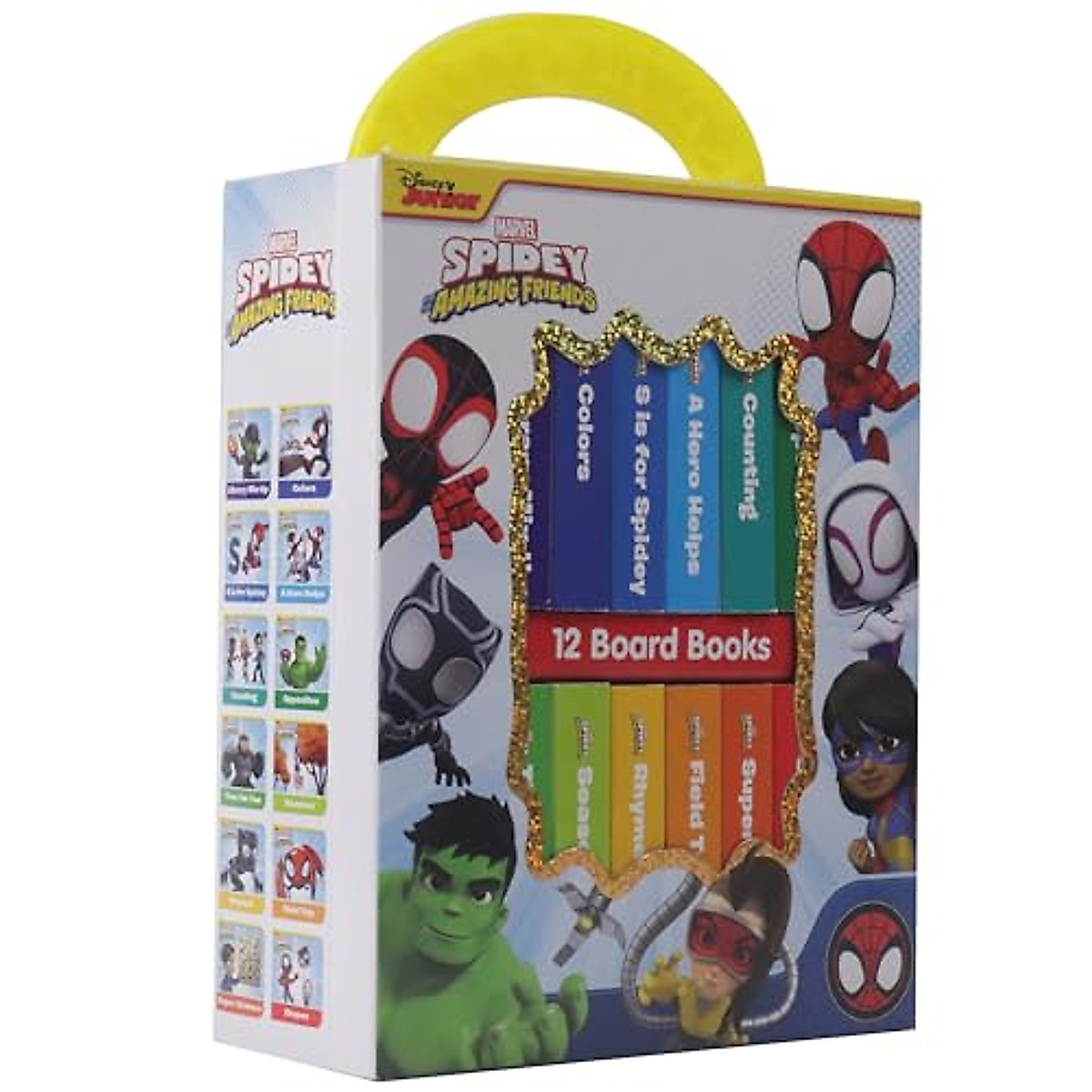 Marvel Spidey and his Amazing Friends - My First Library 12 Board Book Set - First Words, Alphabet, Numbers, and More Baby Books - PI Kids