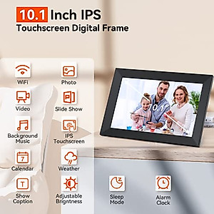 Apofial Digital Picture Frame 10.1 Inch WiFi Digital Photo Frame,1280 * 800 HD IPS Touch Screen Smart Cloud Photo Frame, to Share Photos Or Videos Remotely Via APP Email (Black)
