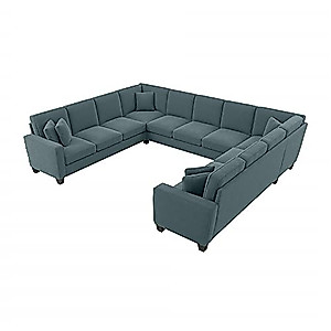 Bush Furniture Stockton Sofas, 135W, Turkish Blue Herringbone