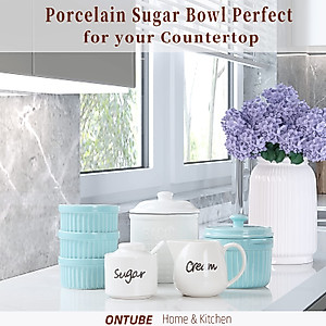 ONTUBE Porcelain Sugar and Creamer Set of 3,White