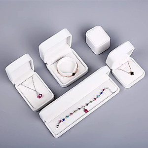 FAYADA Set of 2 White Velvet Ring Box Earring Case Jewelry Gift Boxes Wedding Valentine's Day Rings Gift Case