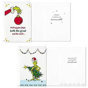 Hallmark Image Arts Boxed Christmas Cards Assortment, Classic Grinch (4 Designs, 24 Christmas Cards with Envelopes)