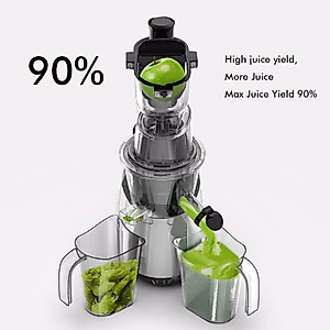 SiFENE Whole Fruit Cold Press Juicer Machine - Vertical Slow Masticating Juicer with Large 3.3in Feed Chute - Easy to Clean, Ideal for Whole Fruits & Vegetables, Gray