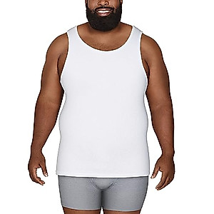 Fruit of the Loom Men's Sleeveless Tank A-Shirt, Tag Free & Moisture Wicking, Ribbed Stretch Fabric, Big Man-6 Pack-White, 4X-Large