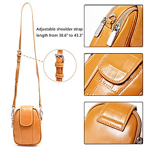 Pearl Angeli Small Cell Phone Purse for Women, Genuine Leather Mini Crossbody Phone bag with Adjustable Strap
