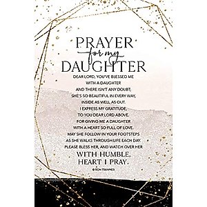 Dexsa Prayer for my Daughter Wood Plaque - Made in the USA - 6"x9" - Elegant Vertical Frame Wall & Tabletop Decoration | Easel & Hanging Hook | Dear Lord, You've blessed me with a daughter