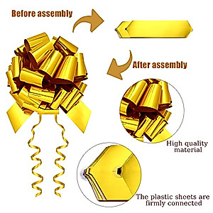 2 Pack Big Car Bow Pull Bow for Cars Gift Wrapping Valentine's Day President's Day Big Gift Bows Giant Bow for Presents Birthday Wedding Office Decorations (Red, 20 Inch) (Gold, 16 Inch)