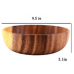 Acacia Wooden Salad Bowls 9.5 inches , Fruit Salad Vegetables Bowls, Wooden Serving Bowl (Single Bowl)