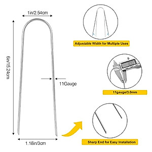 CEWOR 150 Pack Landscape Staples 6 Inch, Garden Staples 11 Gauge Galvanized Metal Ground Stakes Heavy Duty U Pins Yard Lawn Stakes for Landscape Fabric, Soaker Hose, Dog Fence, Drip Tubing