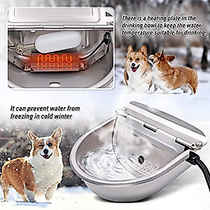 KHEARPSL Automatic Heated Water Bowl Heated Livestock Dog Waterer Heated Pet Thermal-Bowl Heated Waterer for Dog Cattle Cow Horse Chicken Pig Goat (Curved Bottom Waterer Kit)