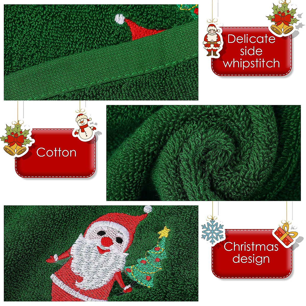 8 Pieces Christmas Hand Towels Christmas Kitchen Towels Santa Holiday Decorative Dish Towels Christmas Tree Fabric Washable Cleaning Cloth for Home Kitchen Household Supplies, 12 x 18 Inch