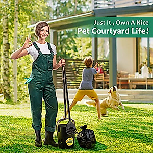 PETNOZ Large Swivel Bin & Rake Pooper Scooper with 20 Waste Bags, 4 Bag Hooks & 36" Long Handle Adjustable Portable Non-Breakable Dog Pooper Scooper for Large Dogs and Pets, Easy to Clean Pet Waste