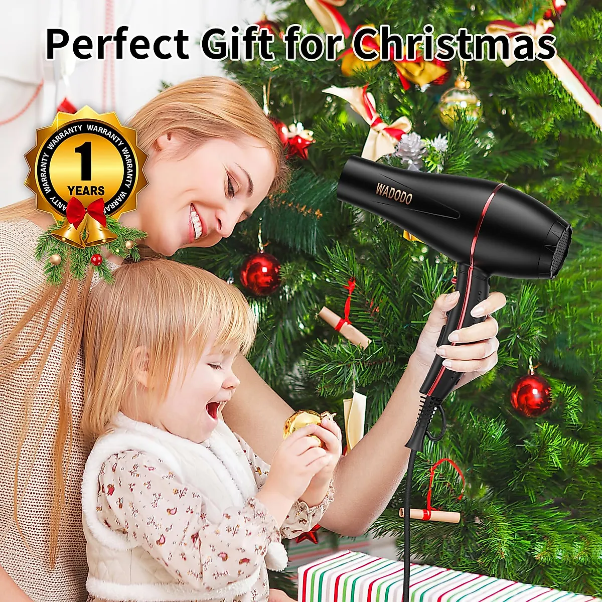 WADODO Ionic Hair Dryer, 2200W Professional Blow Dryer Fast Drying Travel AC Motor Constant Temperature Low Noise Ion Dryers Curly Care Hairdryer Blowdryer for Women Men