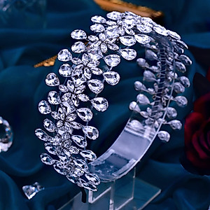 LOVFOIVER Rhinestone Wedding Headband, Bridal Headpiece Crystal Hair Band Party Hair Accessories for Women