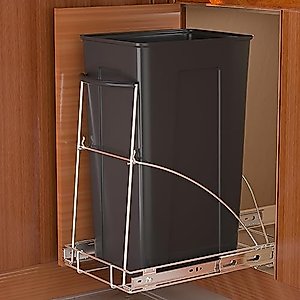 Insputer Pull Out Trash Can Under Cabinet, Under Sink Trash Can Pull Out with Silicone Handle, 35qt Under Cabinet Trash Can Pull Out Kit for Kitchen Sink, Pantry, Garbage Can Not Included