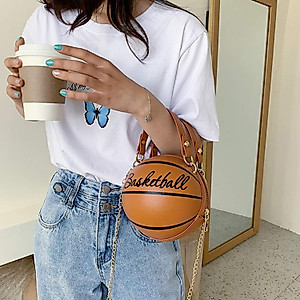 Freie Liebe Basketball Purse For Women Cross Body Handbag Girls Messenger Bag Tote Shoulder PU Leather Round Handbags