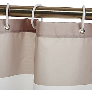 Amazon Basics Fabric Shower Curtain with Grommets and Hooks - 72 x 72 Inch, Large Light Brown, Beige