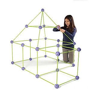 Crazy Forts! 69 Piece Buildable Indoor/Outdoor Play Fort Playset, DIY, Build Your Own, STEAM toy , Purple