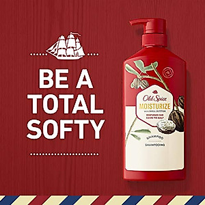 Old Spice Moisturize Shampoo for Men with Shea Butter, Vanilla, Twin Pack, 21.9 Oz Each