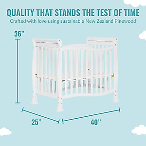 Dream On Me Violet 4-In-1 Convertible Mini Crib In White, Greenguard Gold Certified, JPMA Certified, 3 Position Mattress Height Settings, Non-Toxic Finish