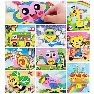 GenericBrands 10pcs 3D EVA Foam Sticker Puzzle DIY Cartoon Animal Learning Education Toys for Toddler Kids Art Craft Kits, Early Learning Games Handmade Art Kit for Preschool Toddlers Boys Girls.