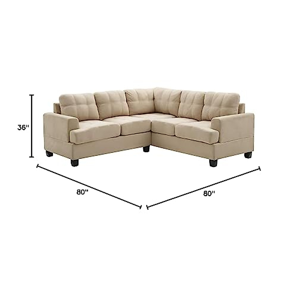 Glory Furniture Sandridge Microsuede Sectional in Vanilla