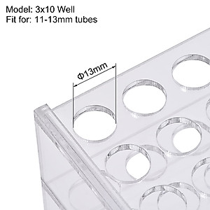 uxcell Acrylic Test Tube Holder Lab Stand Rack 3x10 Wells for 11-13mm Centrifuge Tubes Clear