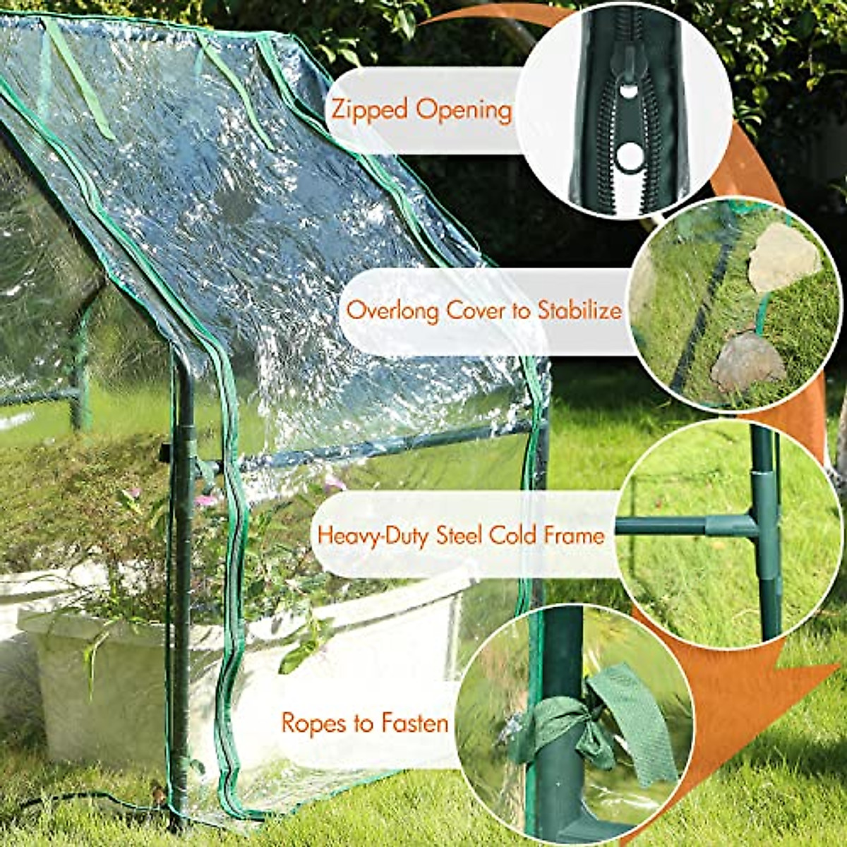 Gardzen Mini Greenhouse Heavy Duty Portable Green House, Clear Tent Indoor or Outdoor for Plants 36.2”(L) x36.2”(W) x42.5”(H)