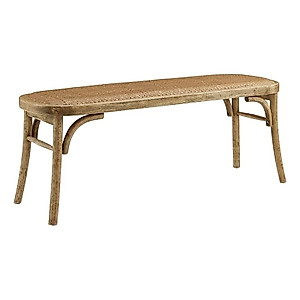 Linon Dallas Wood and Rattan Bentwood Bench in Brown