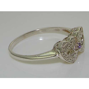 LetsBuyGold 925 Sterling Silver Natural Amethyst Womens Sweetheart Ring - Sizes 4 to 12 Available