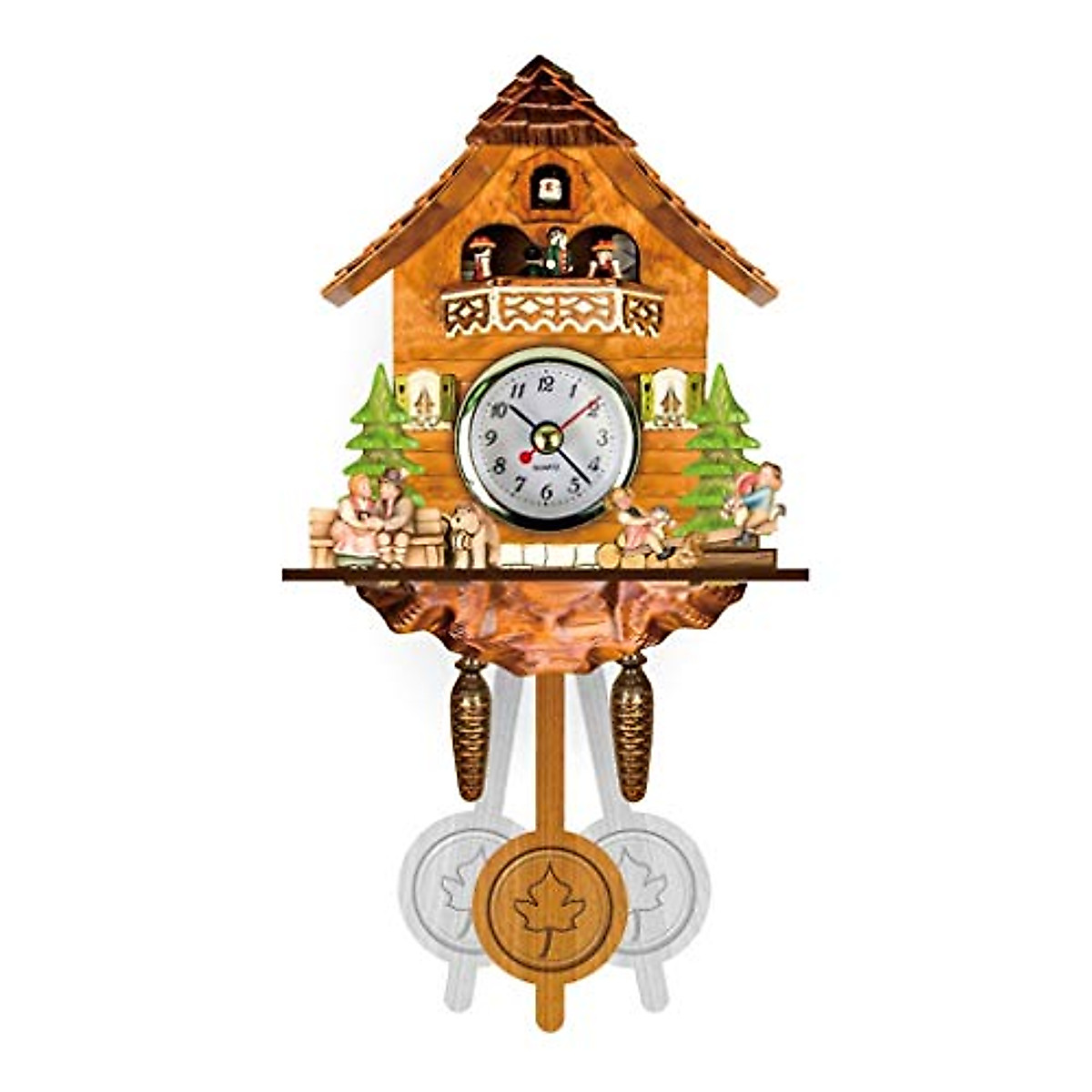 Par [ 1xAA Battery (not Included) ] Antique Wooden Cuckoo Wall Clock Bird Time Bell Swing Alarm Watch Home Restaurant Decoration/for Room, Study, Bedroom, Office, Hotel
