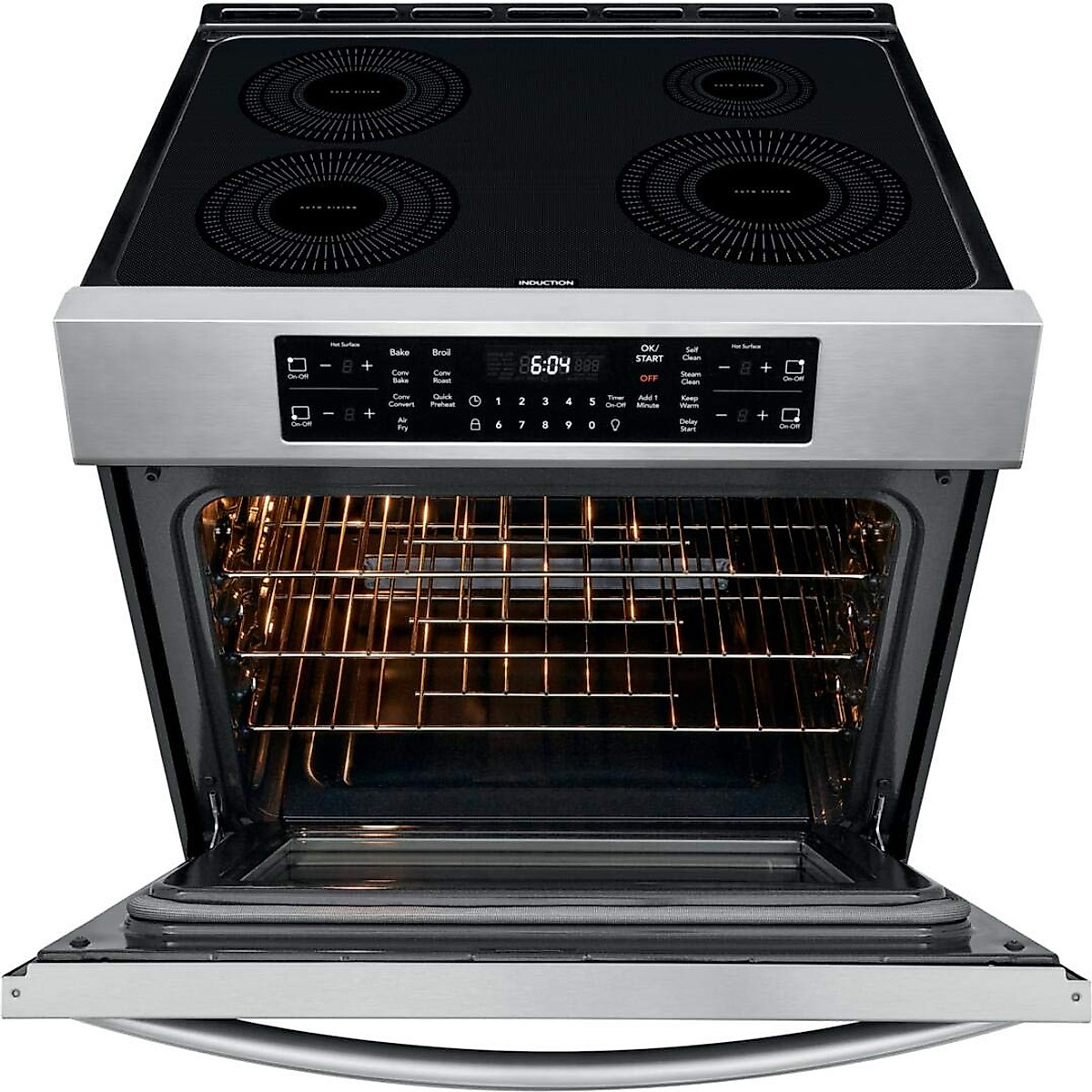 Frigidaire FGIH3047VF 30" Gallery Series Induction Range with Air Fry 4 Elements 5.4 cu. ft. Oven Capacity Self Clean with Steam Clean Option Star K ADA Compliant in Stainless Steel