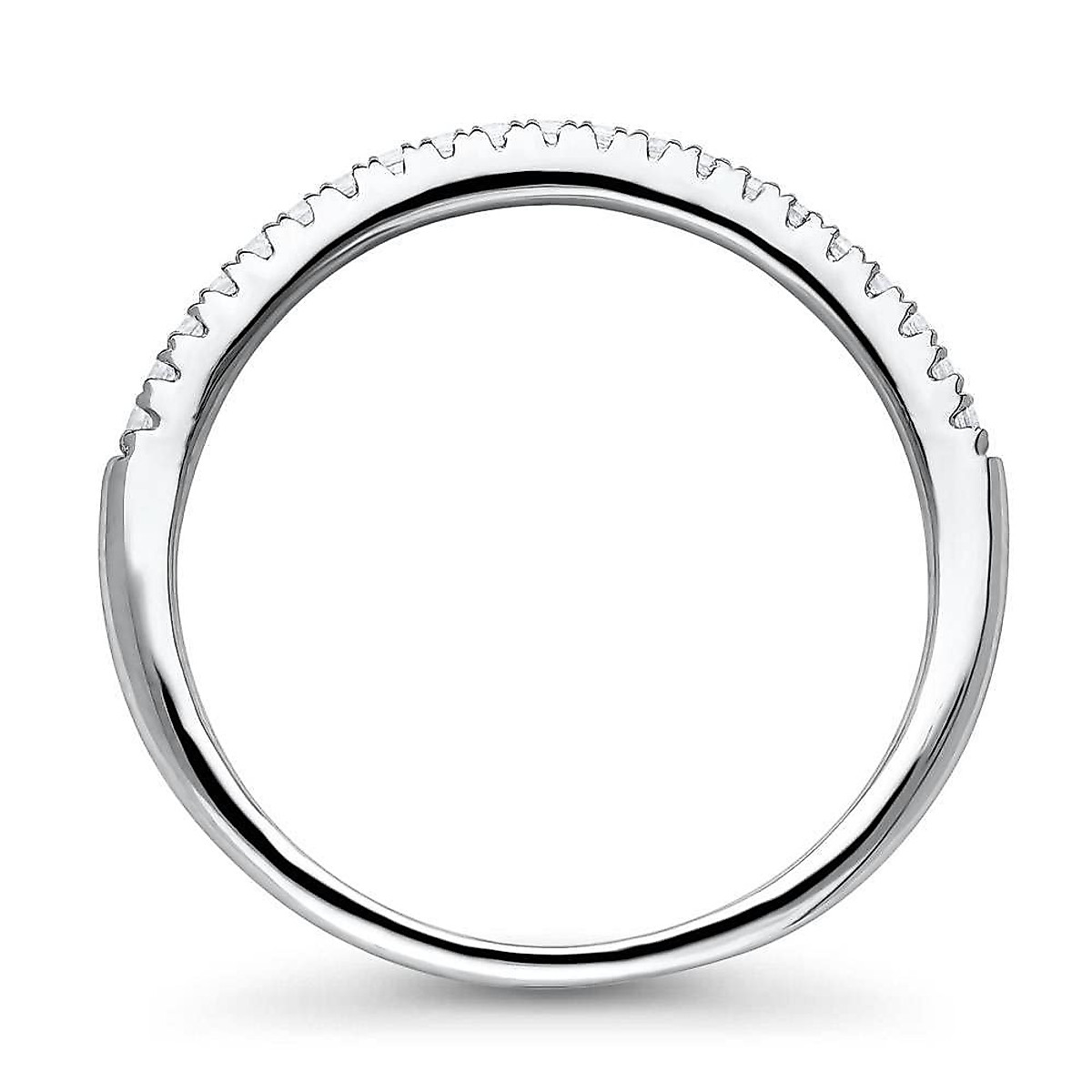 BERRICLE Sterling Silver Wedding Rings Micro Pave Set Cubic Zirconia CZ Half Eternity Ring for Women, Rhodium Plated Size 6