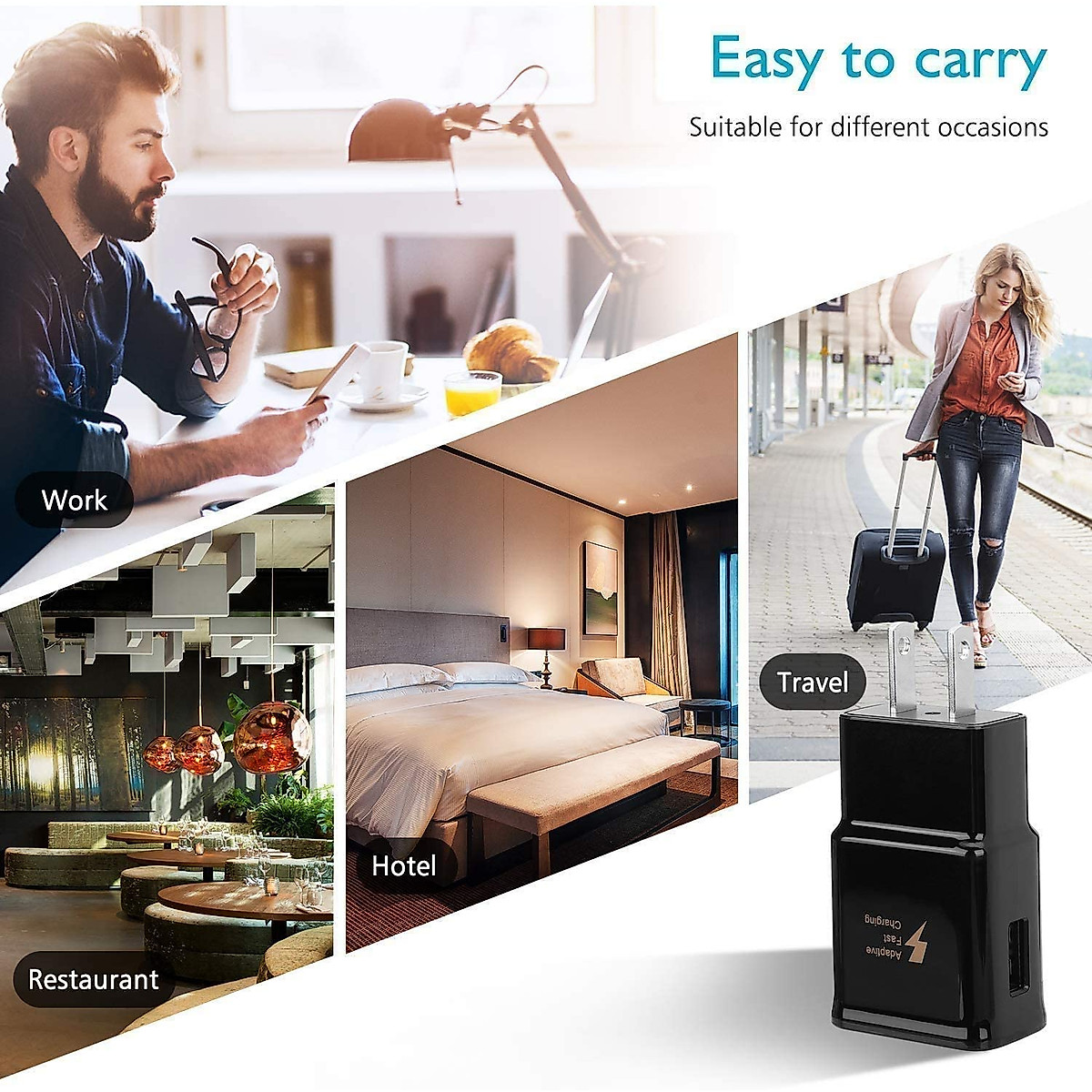 Adaptive Fast Wall Adapter Micro USB Charger for Oppo A15s Bundled with UrbanX Micro USB Cable Cord 4ft Super Fast Charging Kit - 2 Items - Black