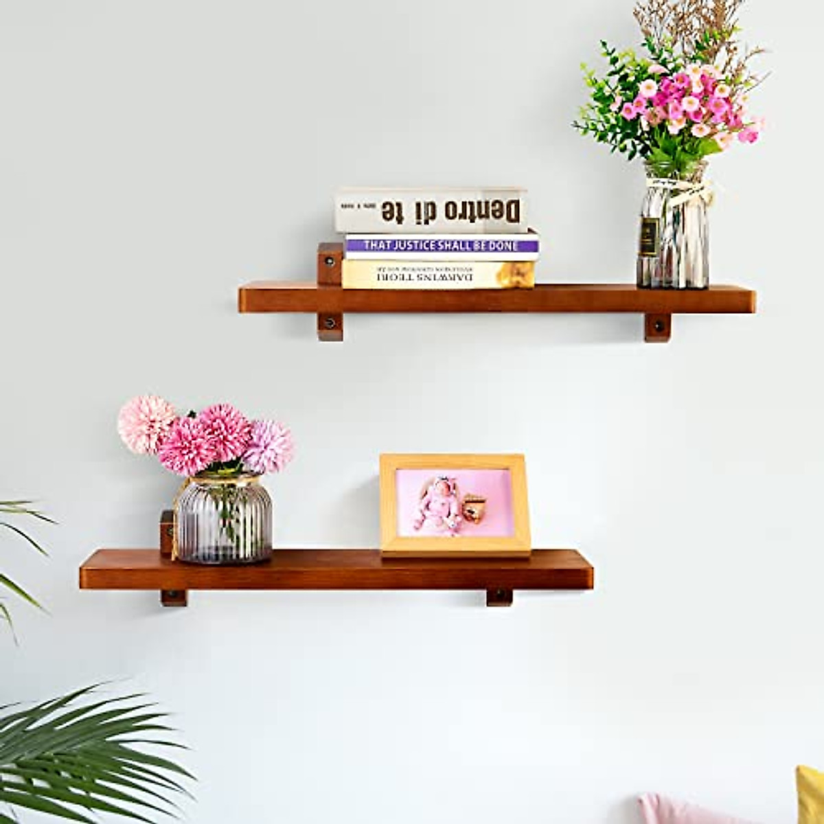 Bielebbi Floating Shelves, Wall Shelves, Bathroom Shelves, Decor Wall Mounted Shelves, L23.4xW5.9 Shelves for Wall Decor Set of 2, Floating Shelf for Bedroom, Bathroom, Kitchen