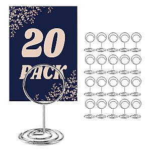 FGY 20PCS Table Number Holders, 2 Inch Place Card Holders, Mini Table Number Stands, Picture Memo Photo Holders for Table, Table Sign Holders for Centerpieces Wedding Party Graduation Reception,Silver