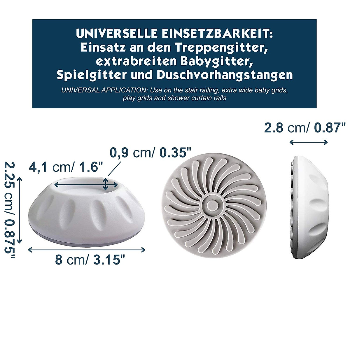 Wall Cups for Baby Gates Hoffenbach | 4 Pack | Works with All Walk-Through Pressure Mounted Child & Dog Safety Gates | Pads Protect Doorway, Door Frame, Stairs | No Drill | German Quality