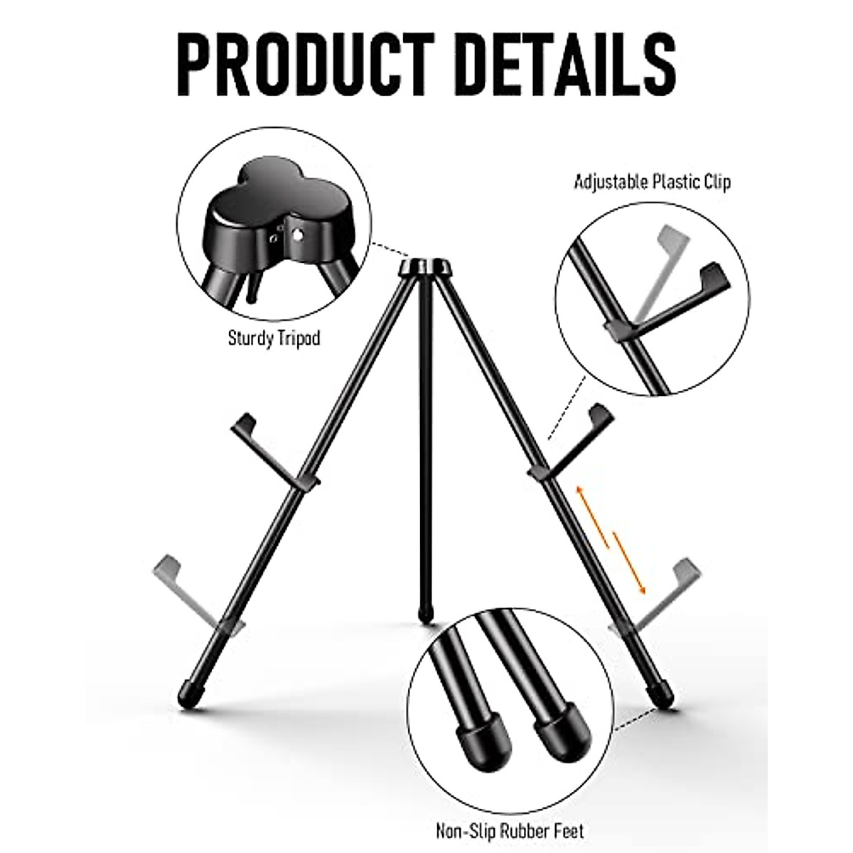 Nicpro Tabletop Easel Stand for Display, 14” Small Black Steel Portable & Adjustable Table Tripod Easels for Canvas Paintings, Framed Pictures, Event Signs, Posters- with Carry Bag