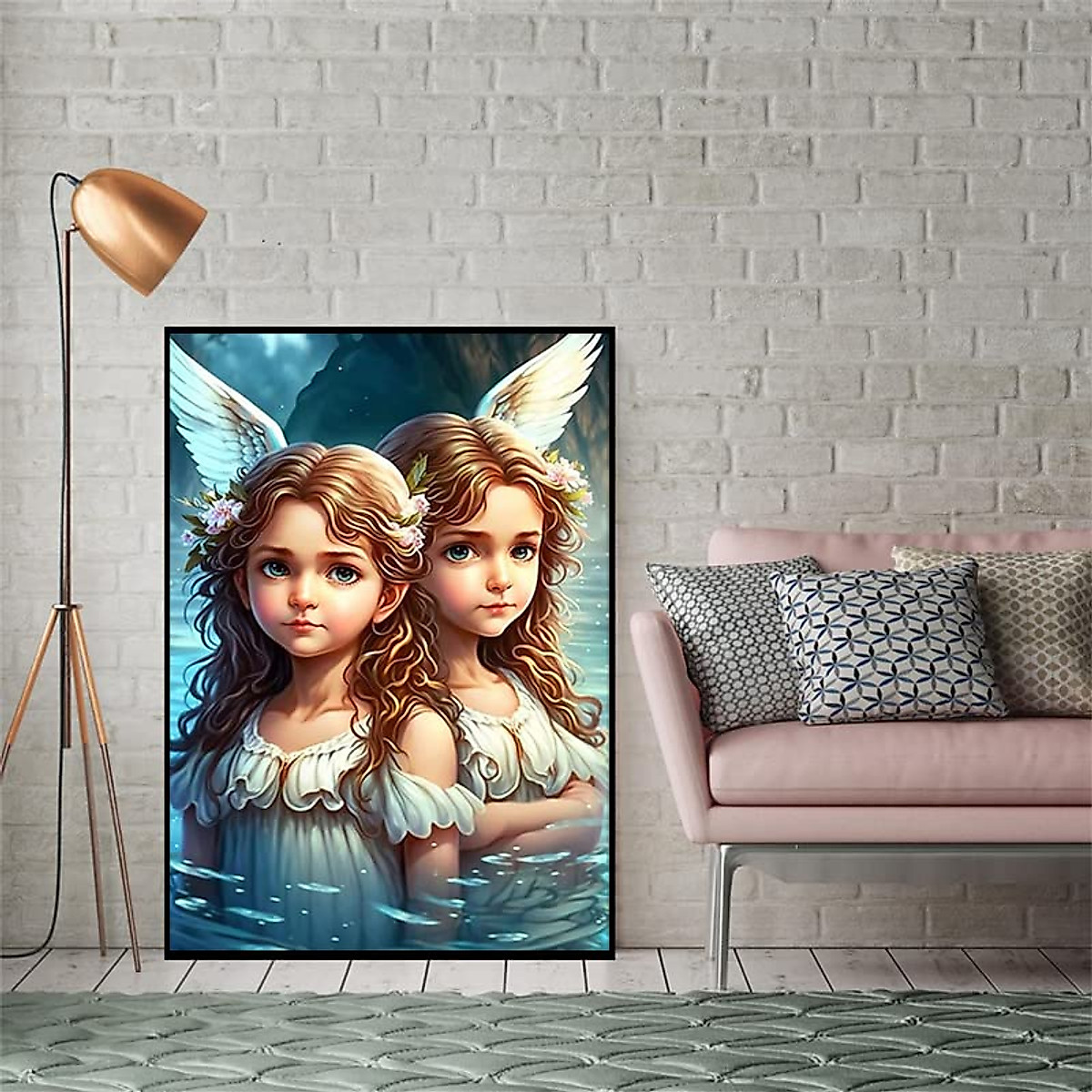 MANUKS 5D Angel Diamond Painting Kits The Girls in The Water Diamond Painting Full Round Diamond Crystal Art Kits for Adults and Kids, for Home Decor & Bedroom Decor 12x16 Inch