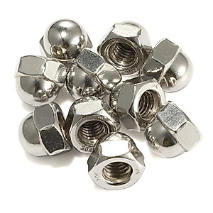 #10-32 Acorn Hex Cap Dome Head Nuts, 304 Stainless Steel 18-8, Bright Finish, Pack of 50